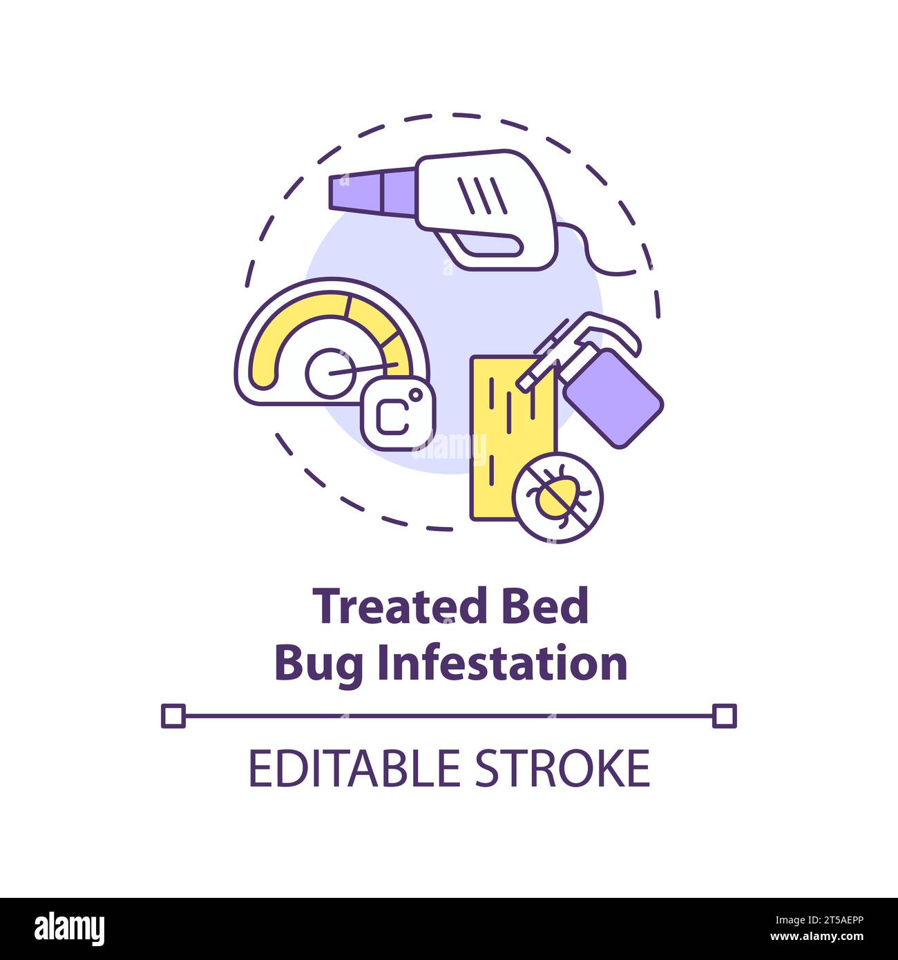 2D simple thin line icon treated bed bug infestation concept Stock ...