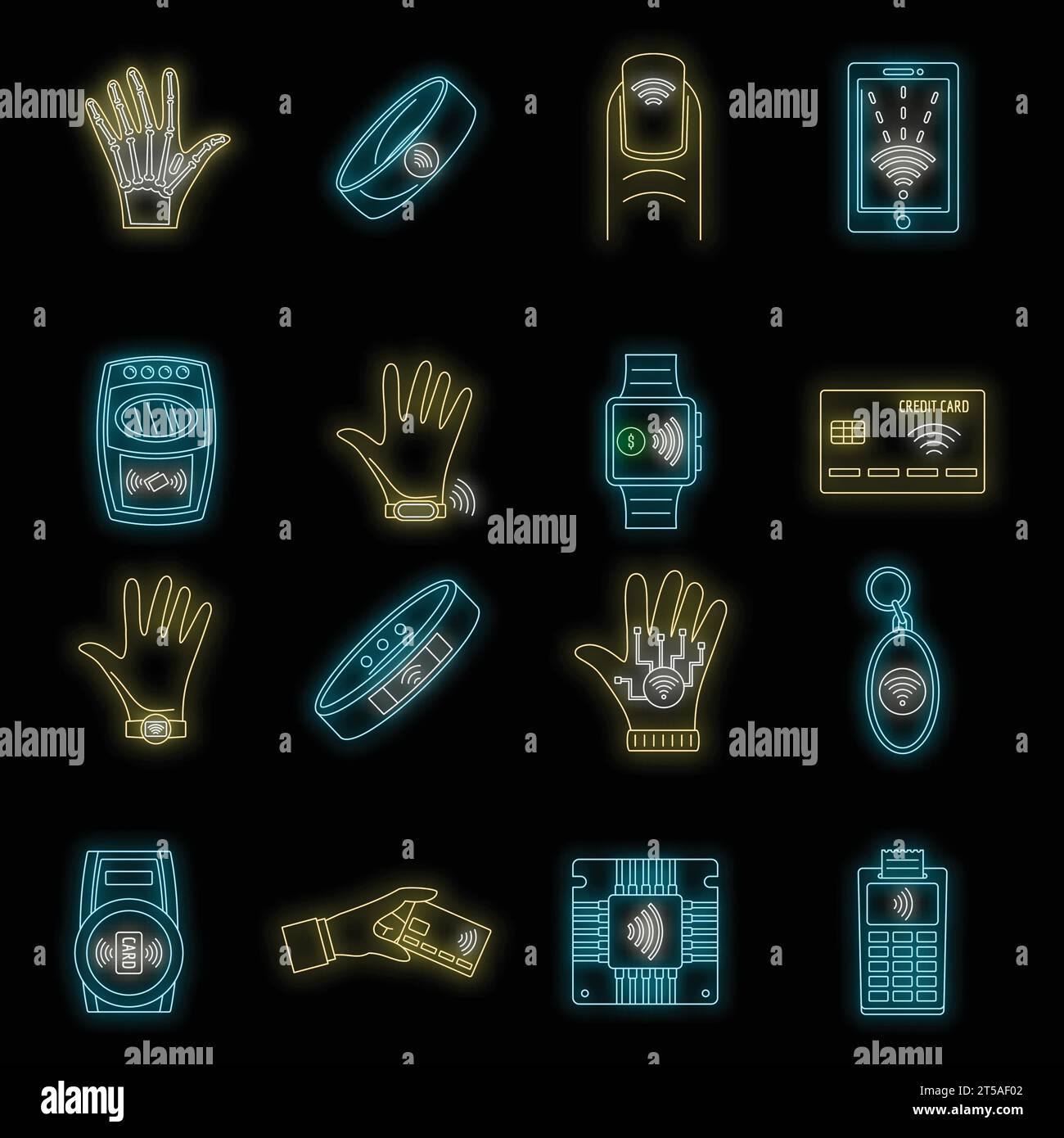 Smart nfc technology icon set. Outline set of smart nfc technology ...