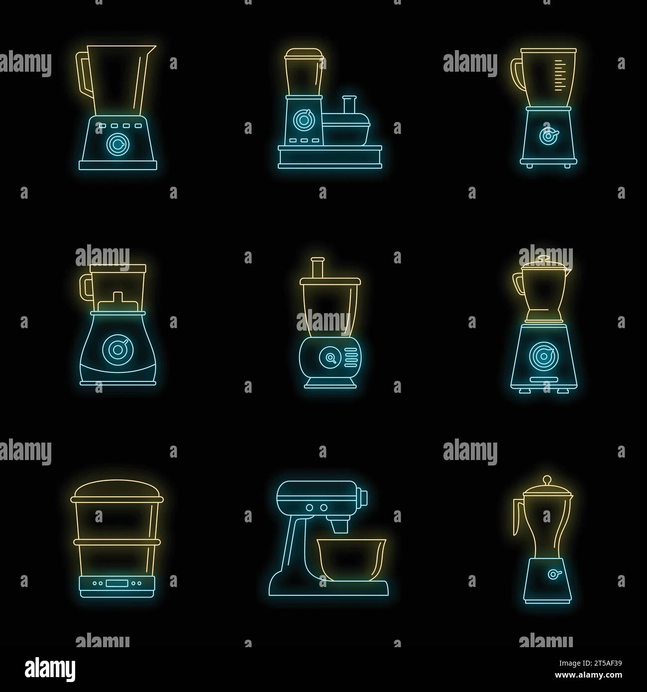Food processor blender icon set. Outline set of food processor blender ...