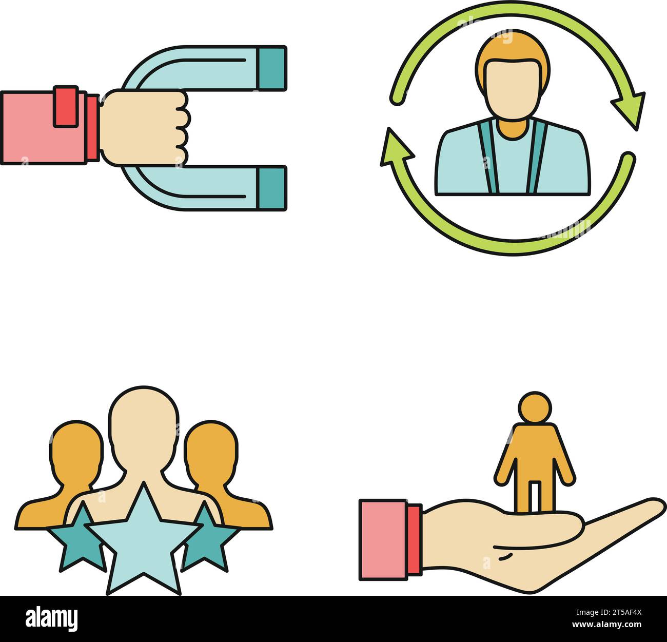 Customer retention management icon set. Outline set of customer ...