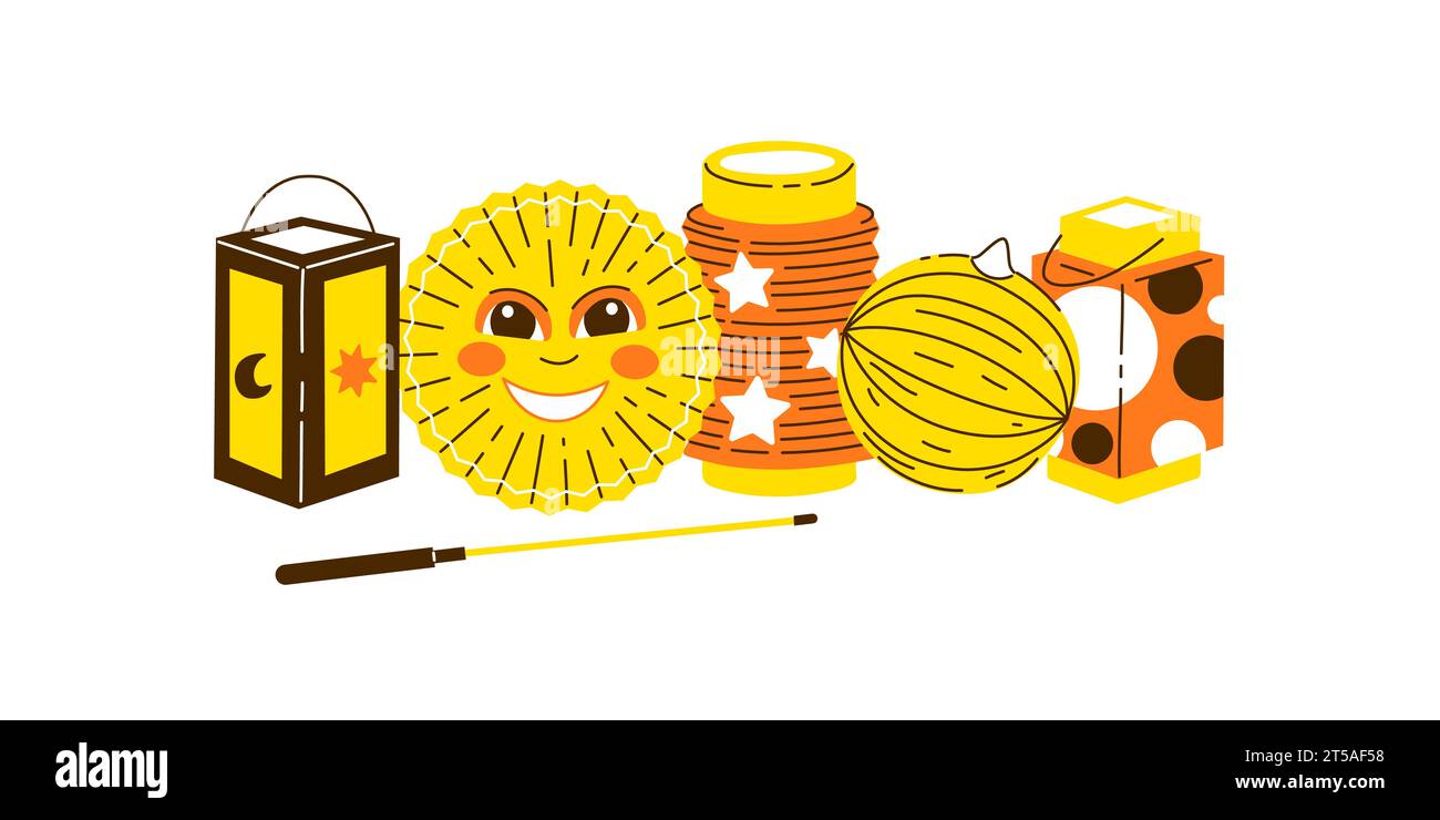 Vector Lanterns composition for saint martin day traditional in Germany ...