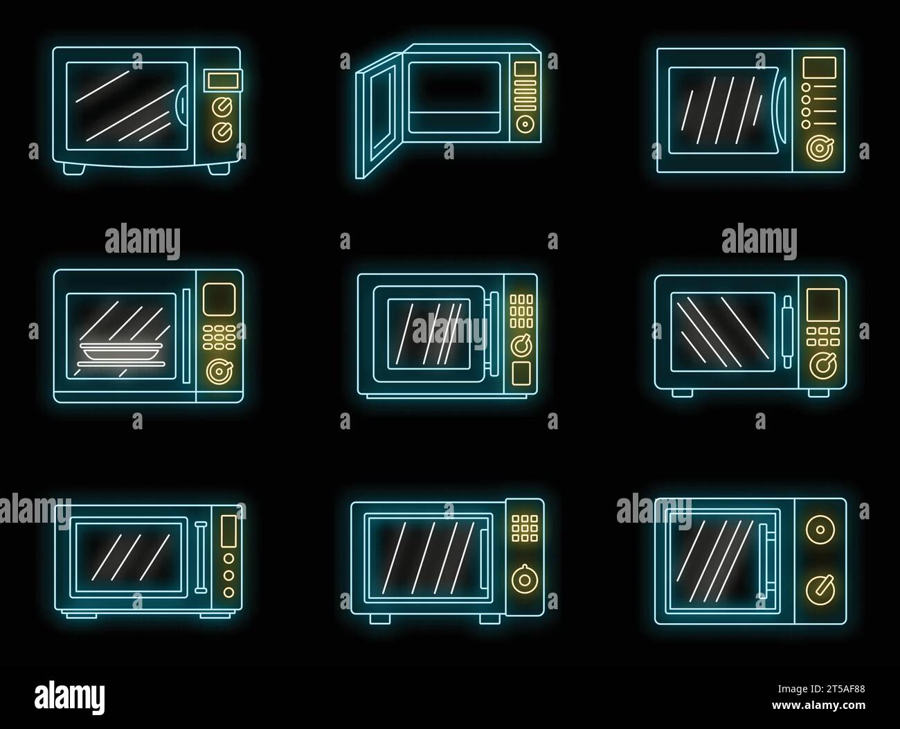 Modern microwave icon set. Outline set of modern microwave vector icons ... Modern microwave icon set. Outline set of modern microwave vector icons ...