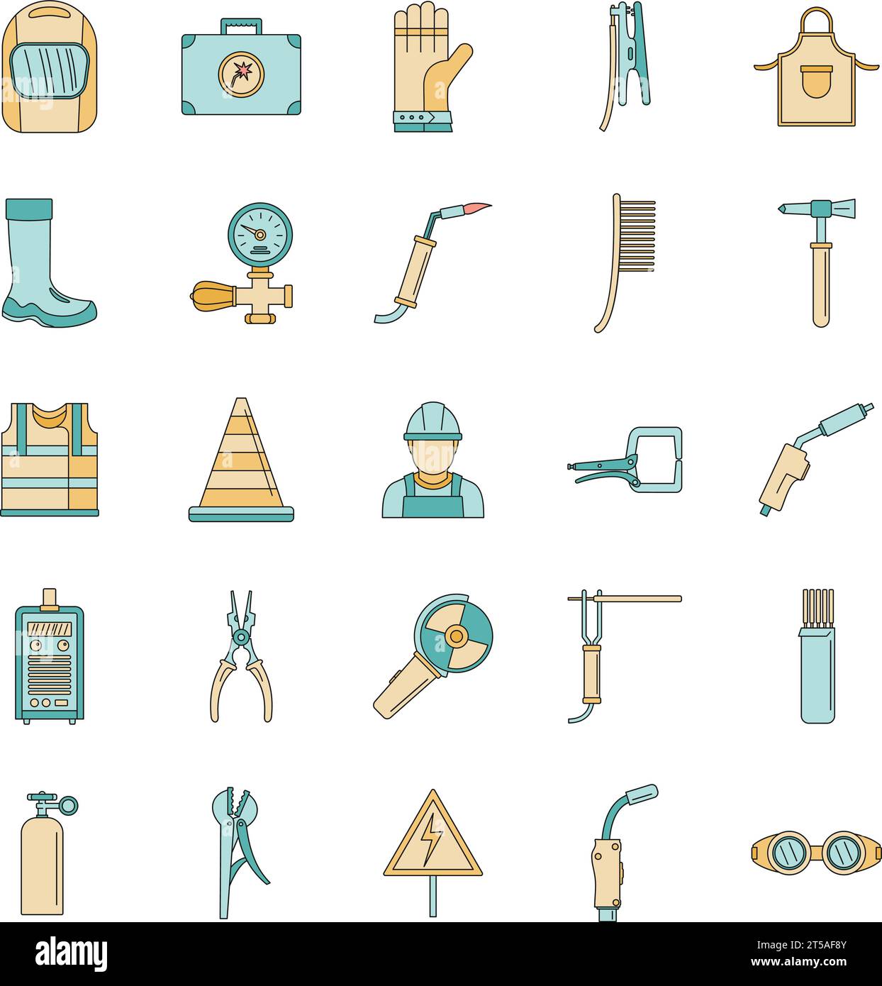 Welder equipment icons set. Outline illustration of 25 welder equipment ...