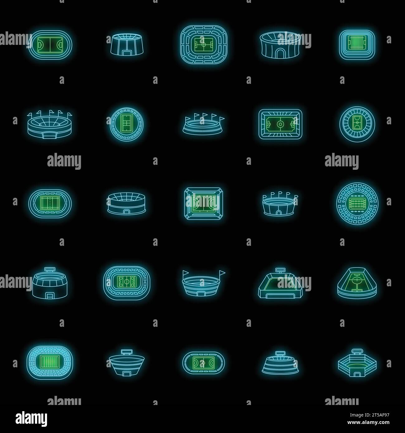 Arena stadium sport scene icons set. Outline illustration of 25 arena ...