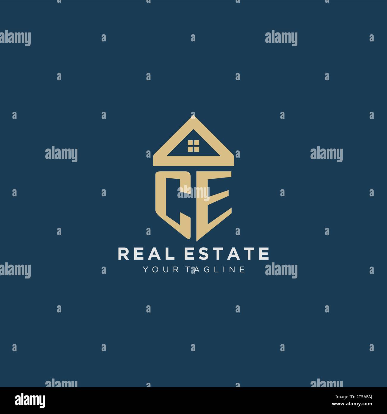 initial letter CE with simple house roof creative logo design for real ...
