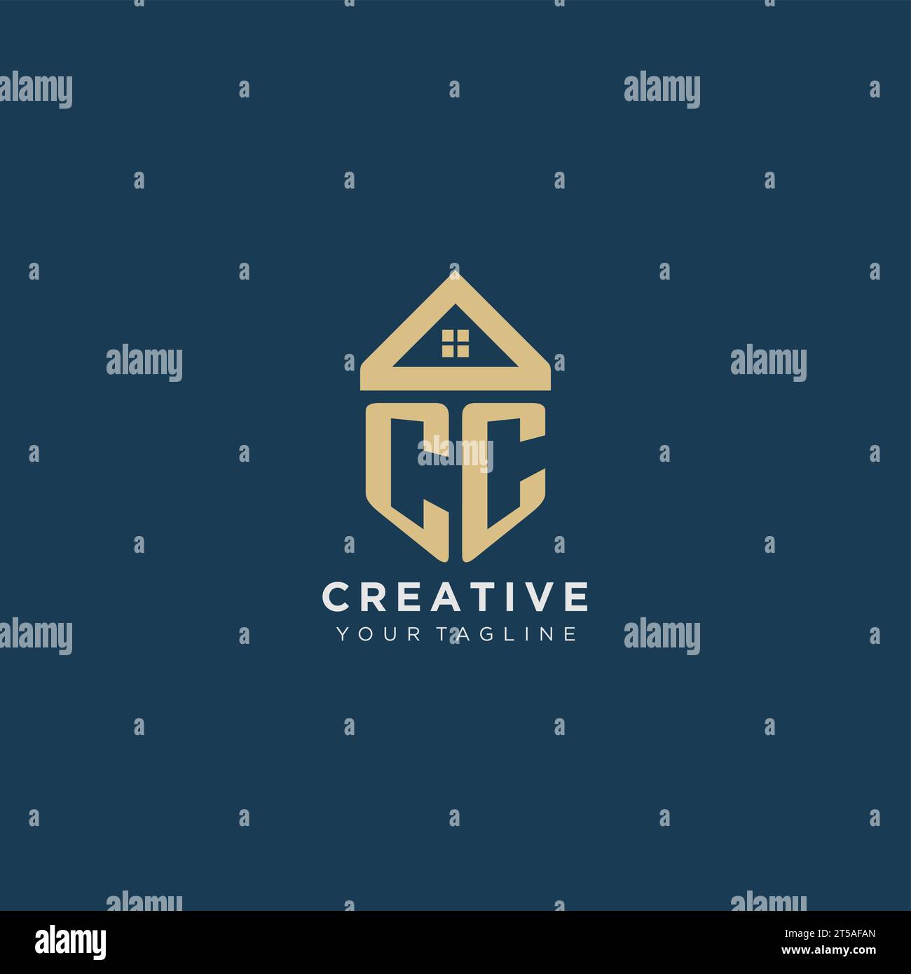 initial letter CC with simple house roof creative logo design for real ...