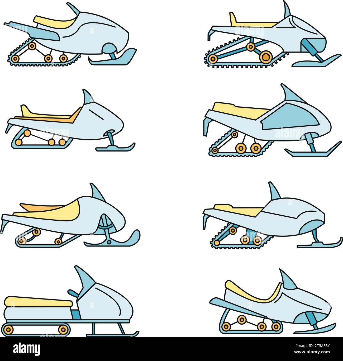 Mountain snowmobile icon set. Outline set of mountain snowmobile vector ...