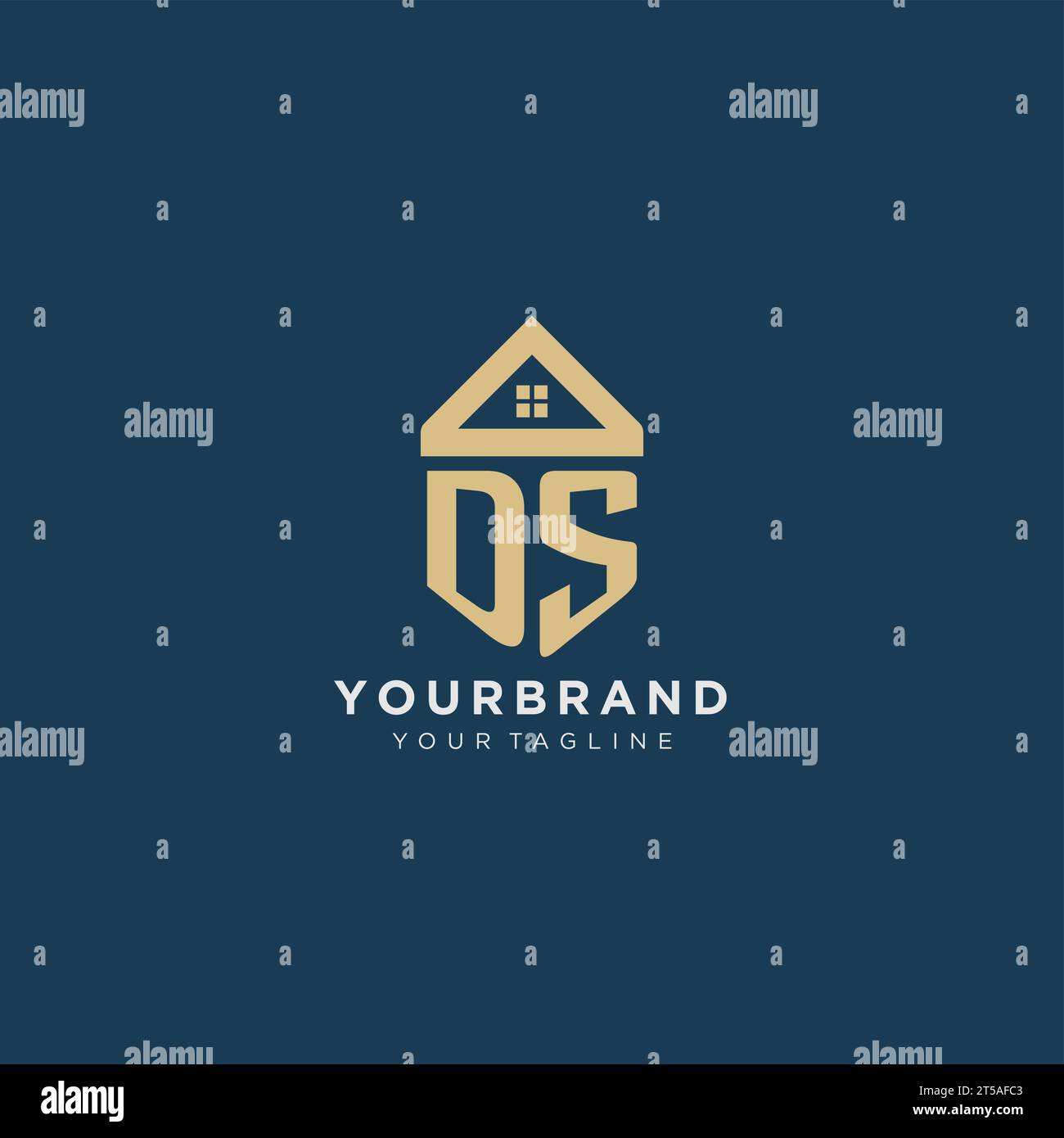 initial letter DS with simple house roof creative logo design for real estate company vector ...