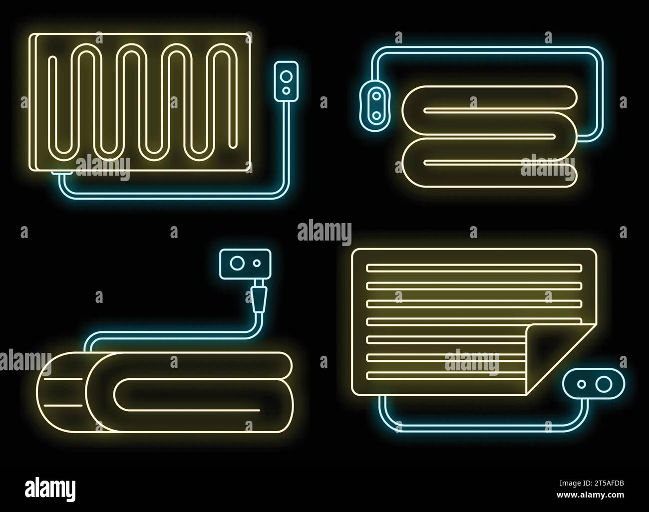 Heated blanket icon set. Outline set of heated blanket vector icons ...