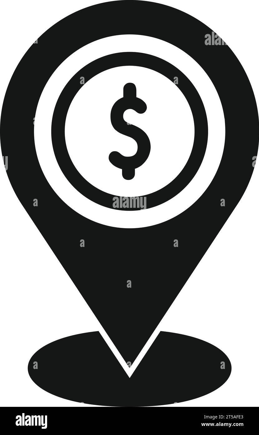 Coin money location icon simple vector. Sign change cash. Change atm ...