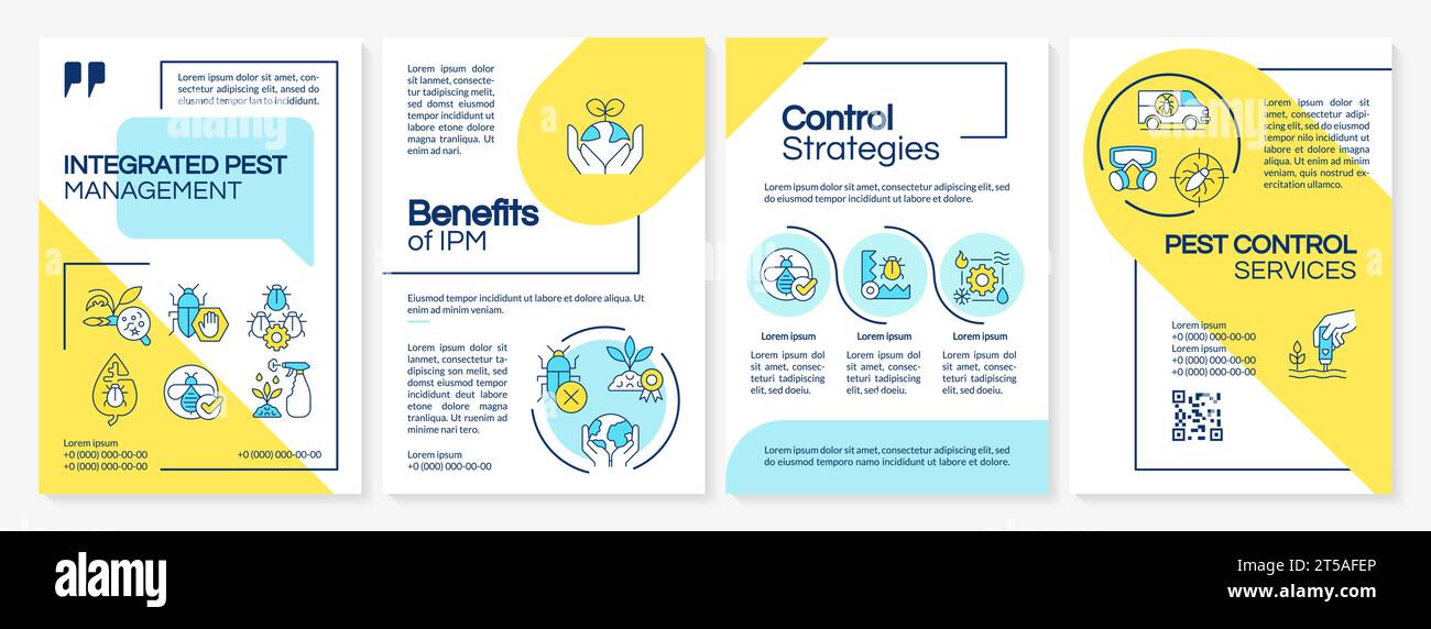 Multicolor Integrated Pest Management Brochure Template Leaflet Design With Thin Linear Icons