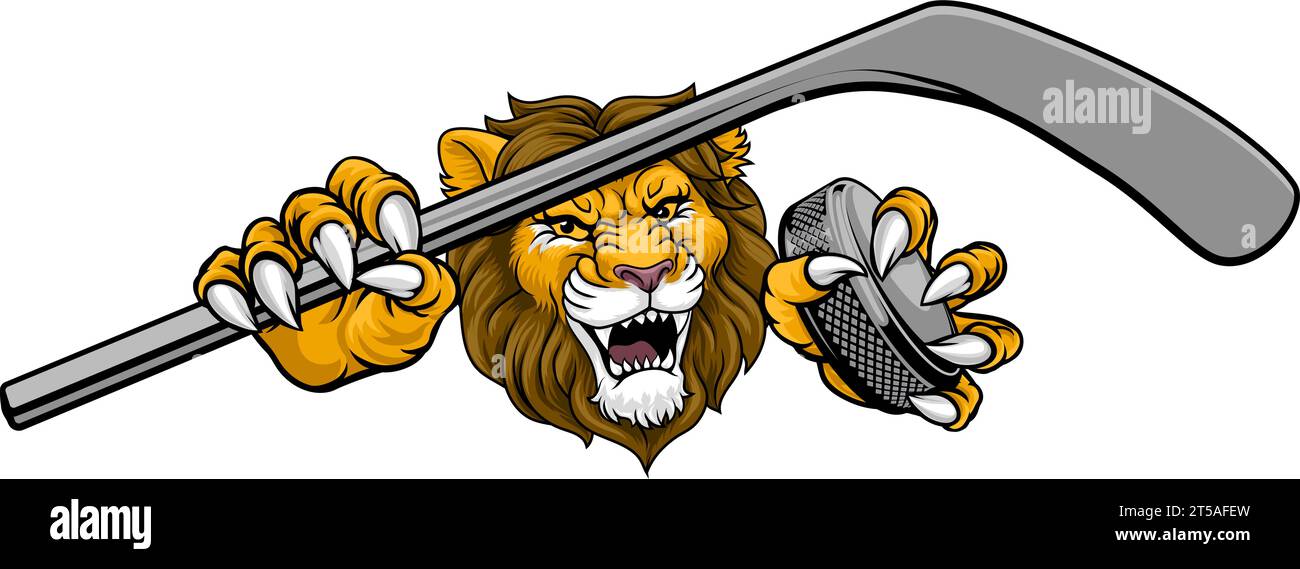 Lion Ice Hockey Team Sports Animal Cartoon Mascot Stock Vector Image ...