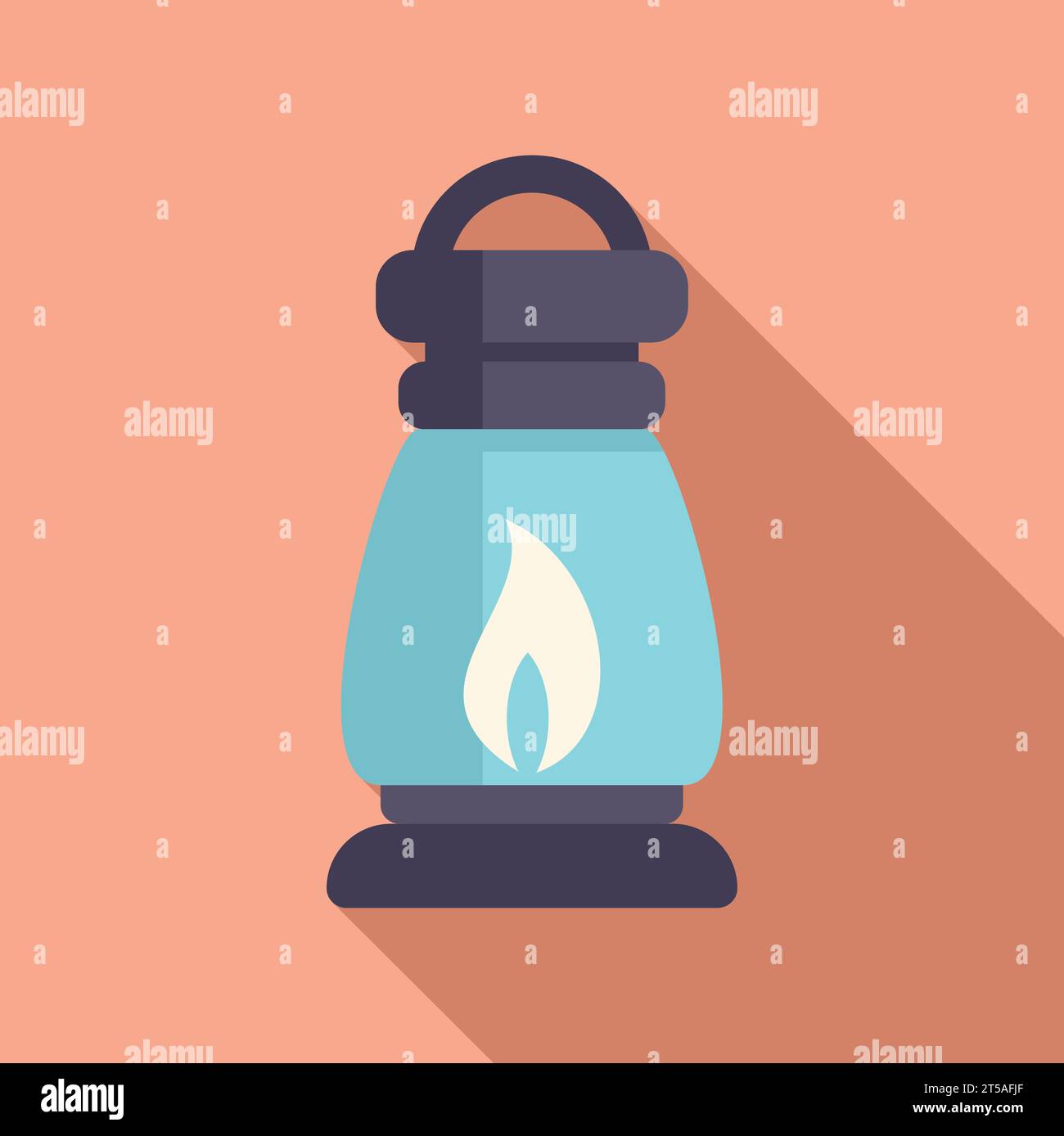 Kerosene lamp burning flame icon flat vector. Tank oil lamp. Fuel ...
