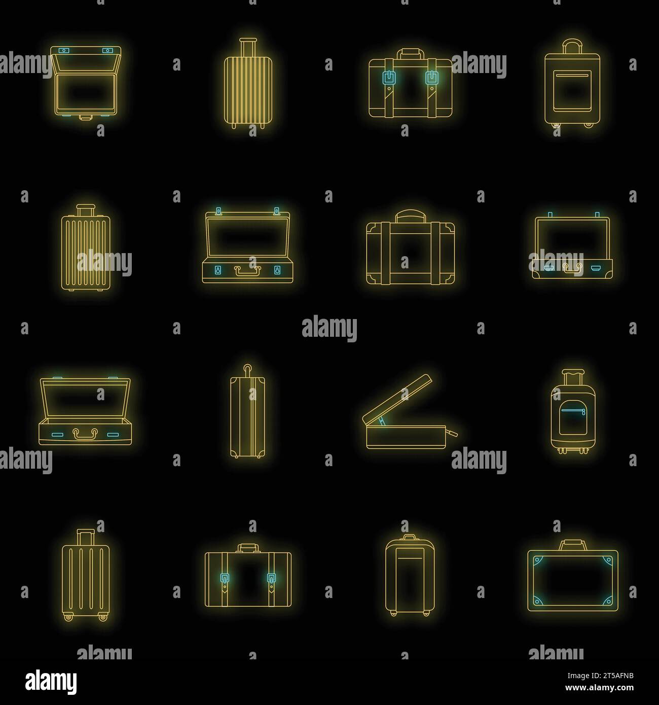 Suitcase travel luggage bag briefcase icons set. Outline illustration ... Suitcase travel luggage bag briefcase icons set. Outline illustration ...
