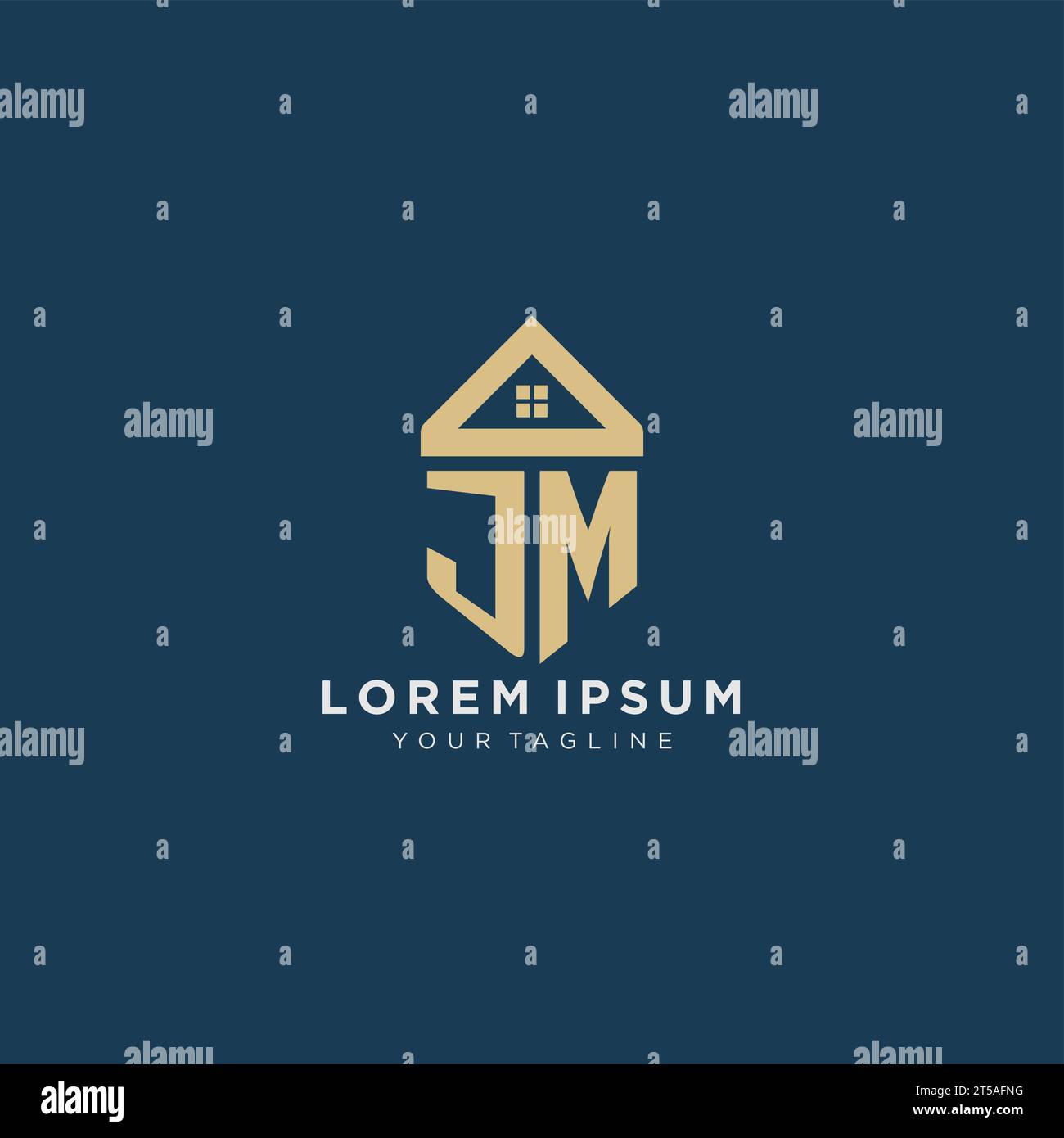 initial letter JM with simple house roof creative logo design for real ...