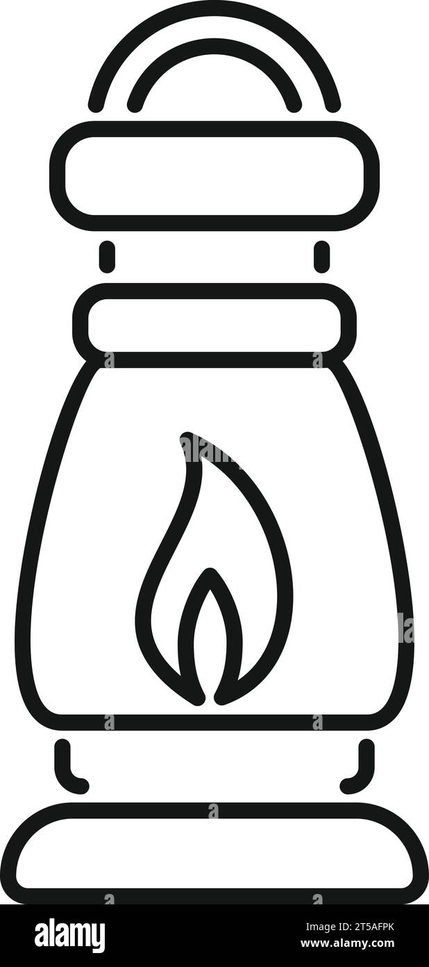 Kerosene lamp burning flame icon outline vector. Tank oil lamp. Fuel ...
