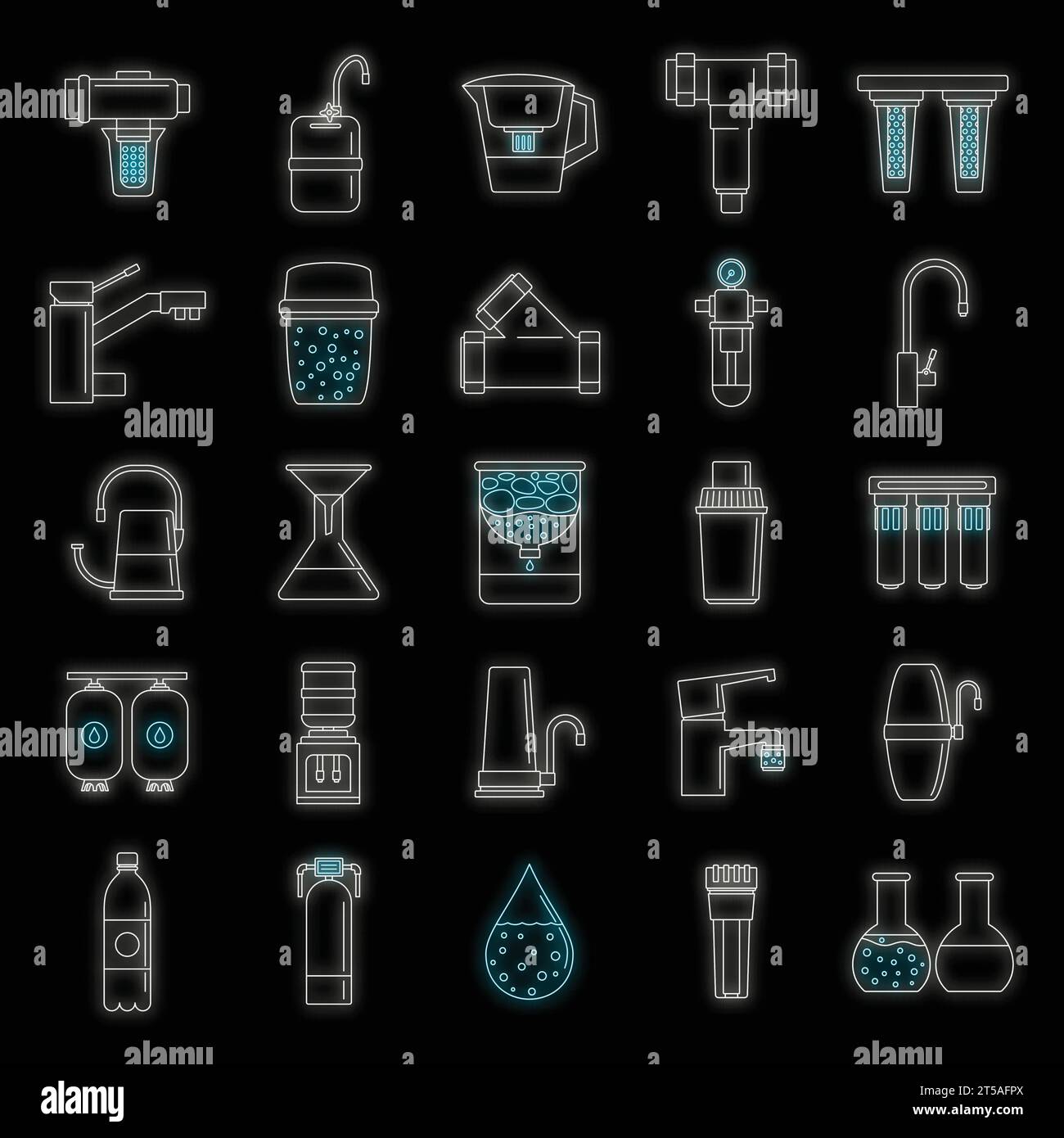 Filter water system icon set. Outline set of filter water system vector ...