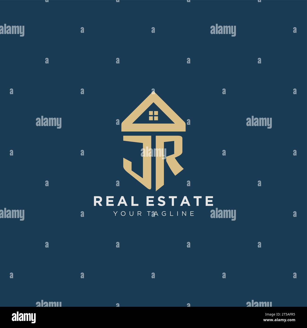 initial letter JR with simple house roof creative logo design for real ...