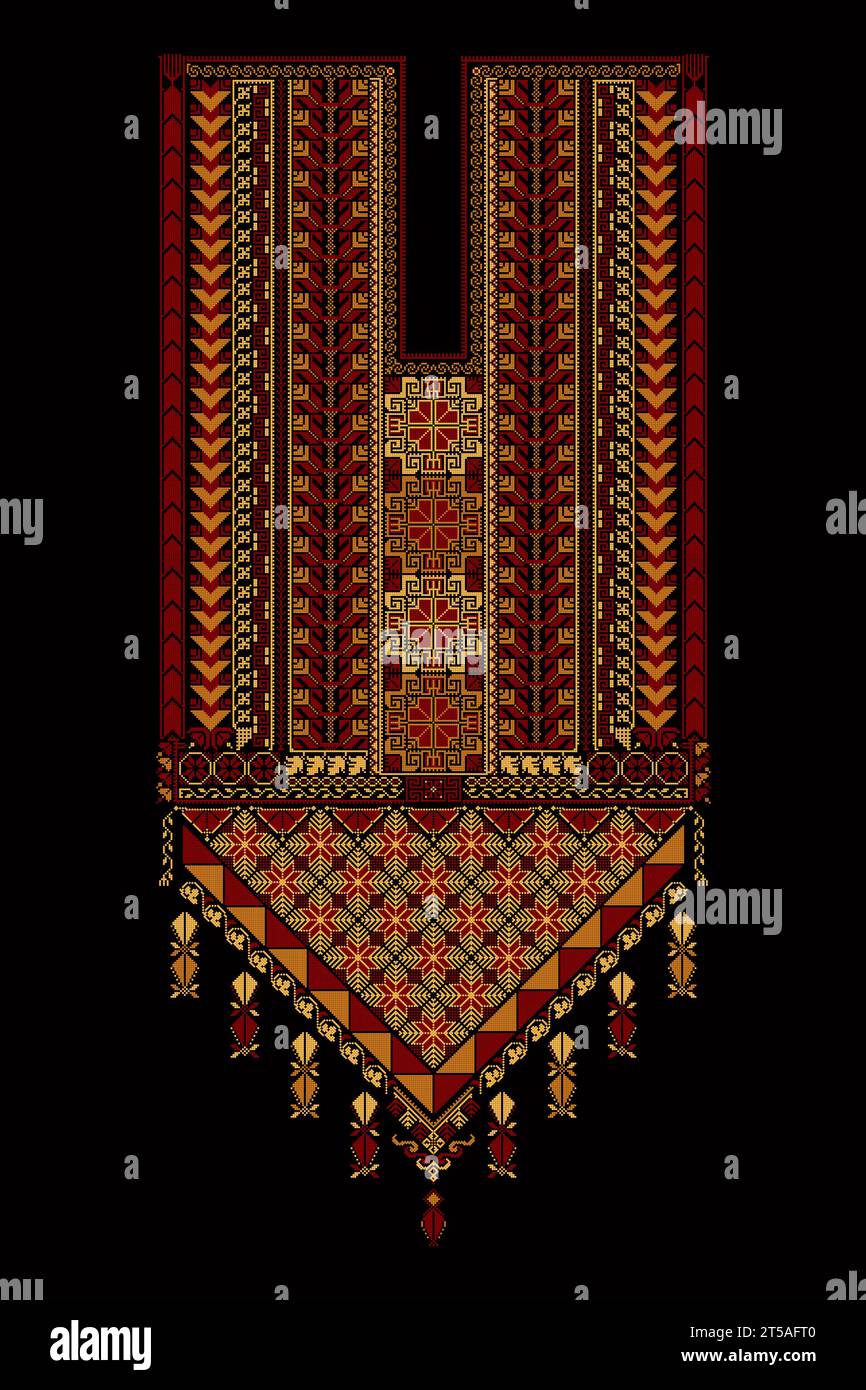 Embroidery vector Tatreez template , Palestinian fashion neck ornament ...