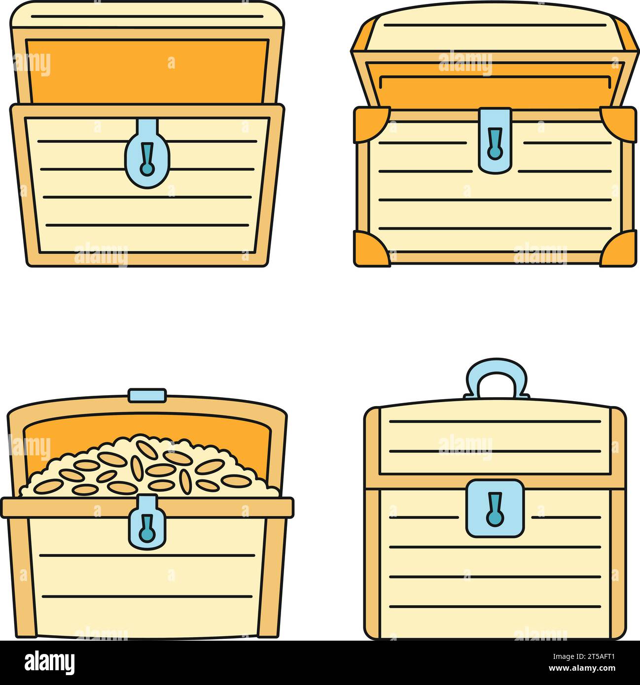 Old dower chest icon set. Outline set of old dower chest vector icons ...