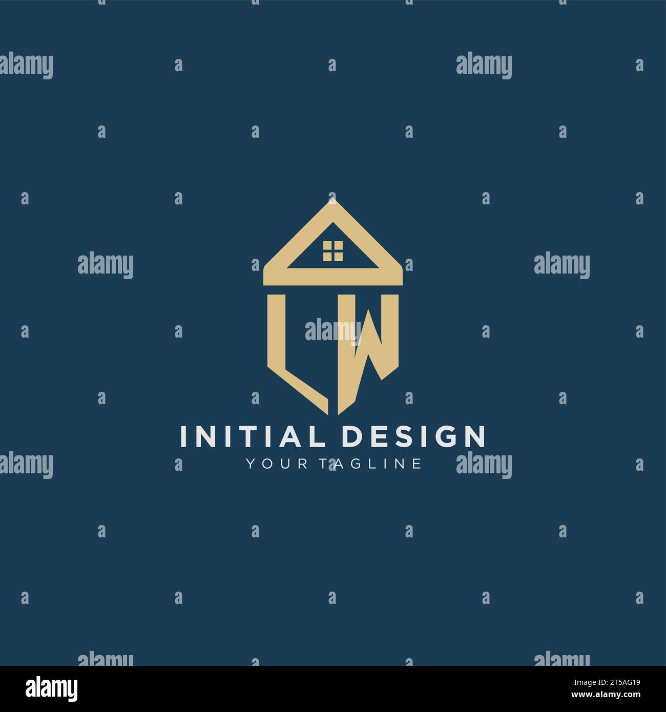 initial letter LW with simple house roof creative logo design for real ...