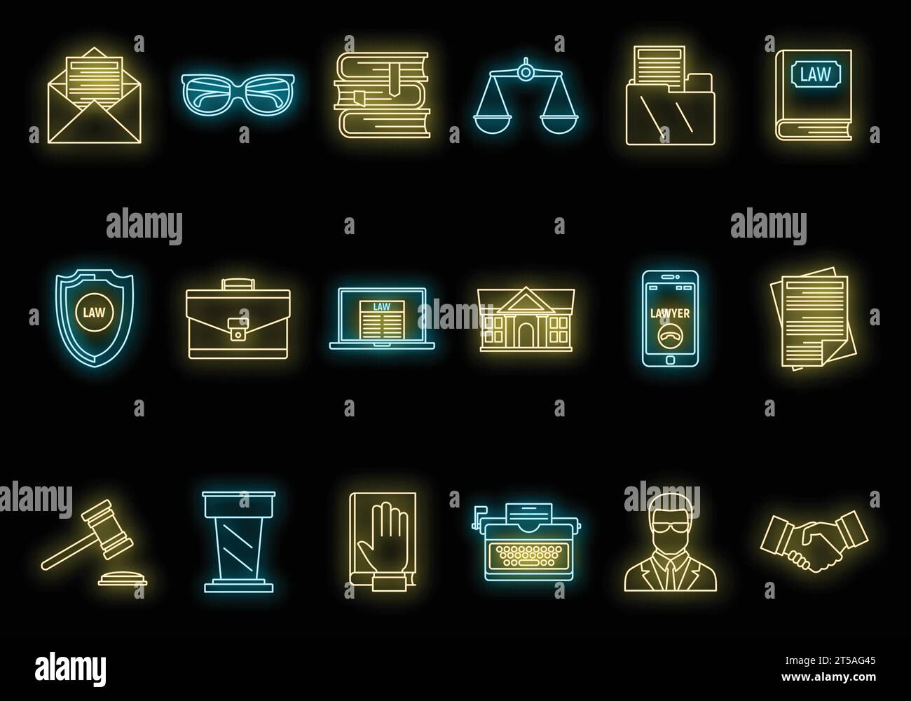 Lawyer justice icons set. Outline set of lawyer justice vector icons ...