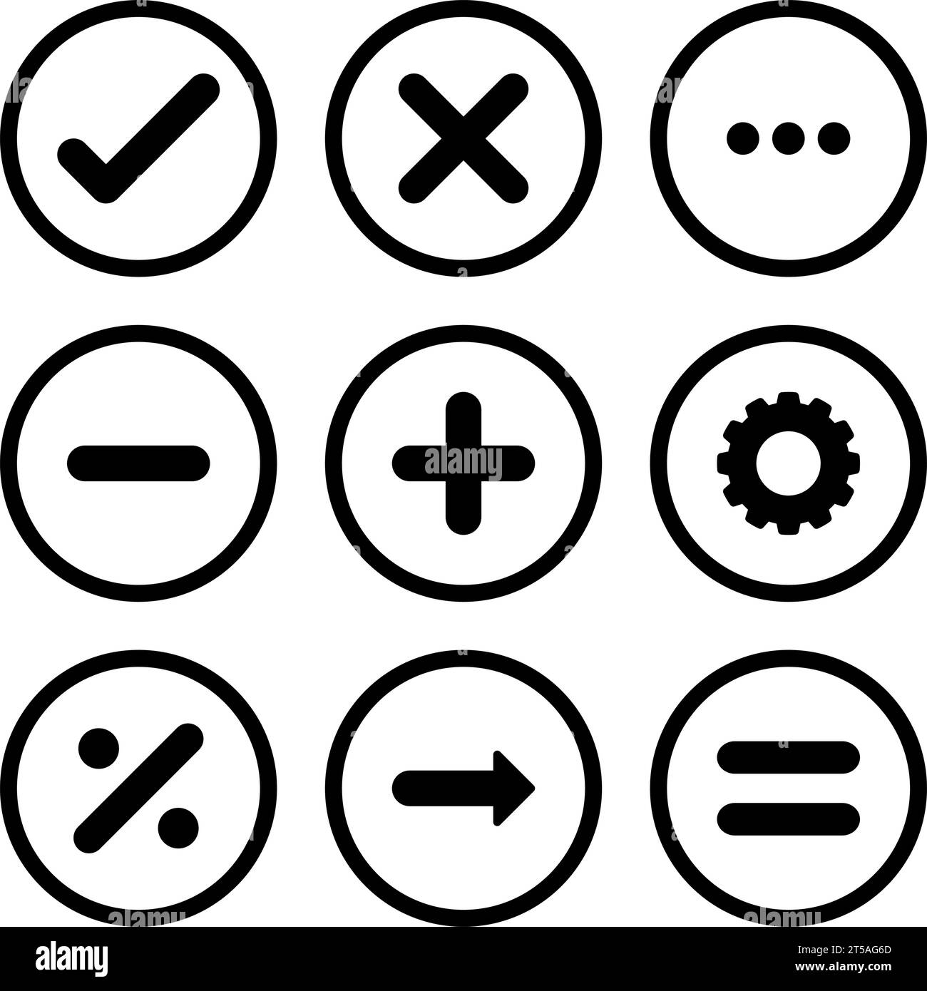 graphic illustrated Mathematics incorrect right plus icon set circle ...