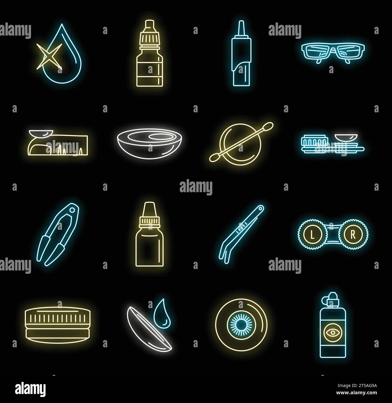 Optical contact lens icon set. Outline set of optical contact lens ...