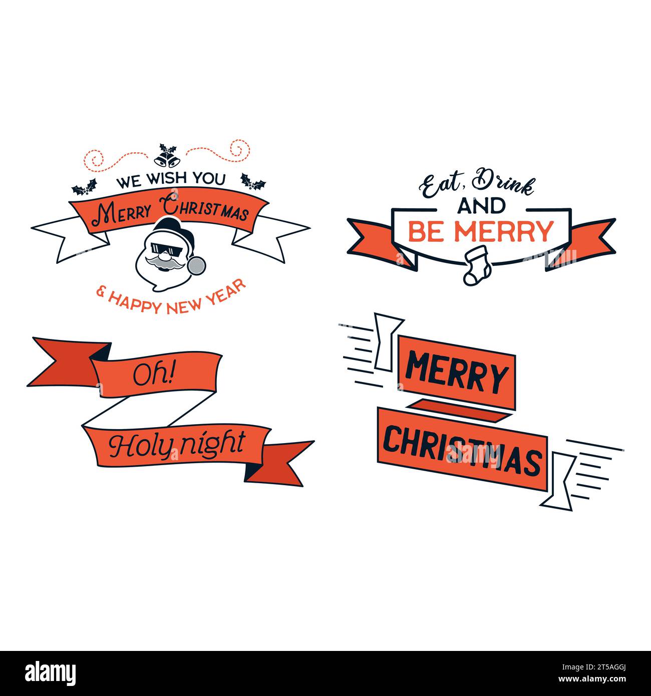 Christmas colorful t-shirt print Designs set with quotes - Eat, drink ...