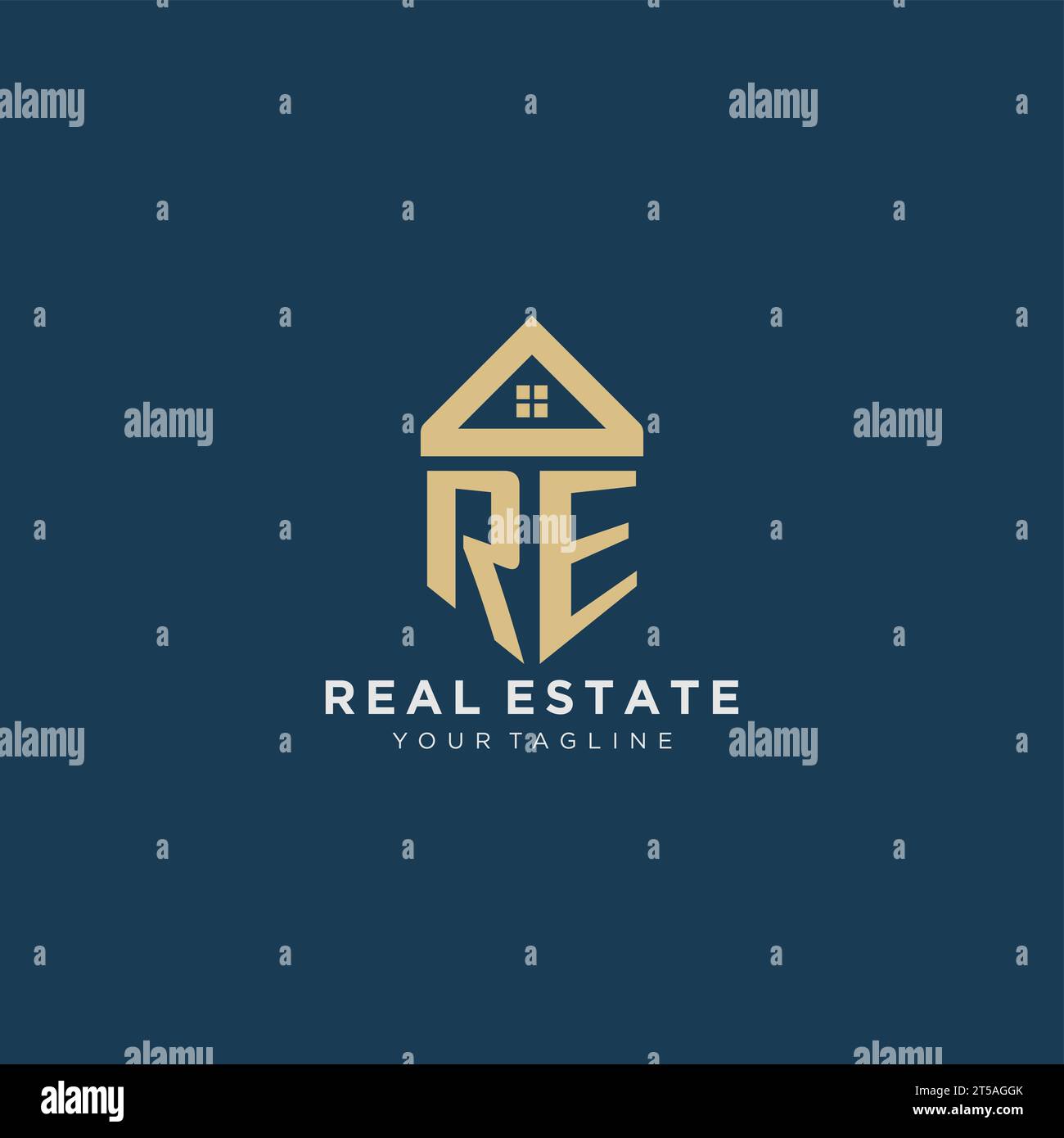 initial letter RE with simple house roof creative logo design for real ...