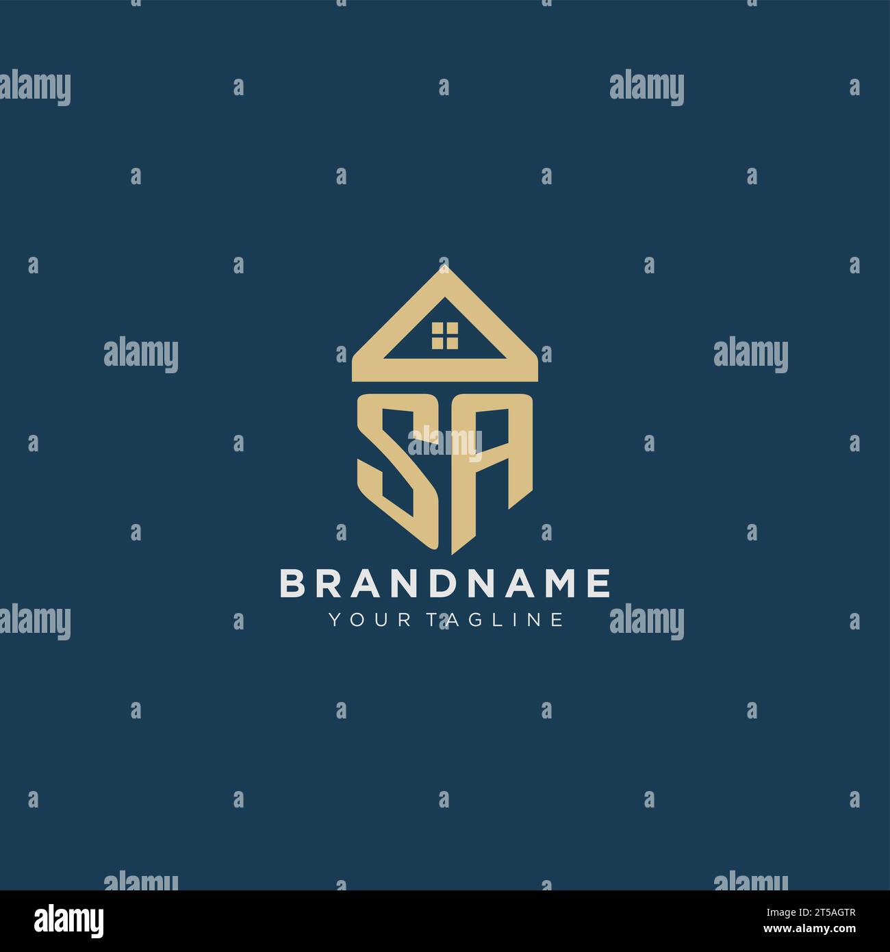initial letter SA with simple house roof creative logo design for real ...