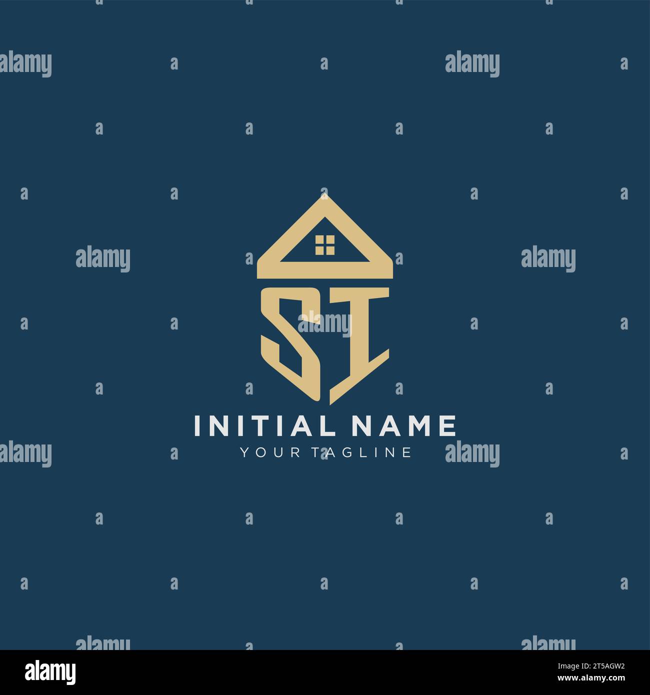 initial letter SI with simple house roof creative logo design for real ...