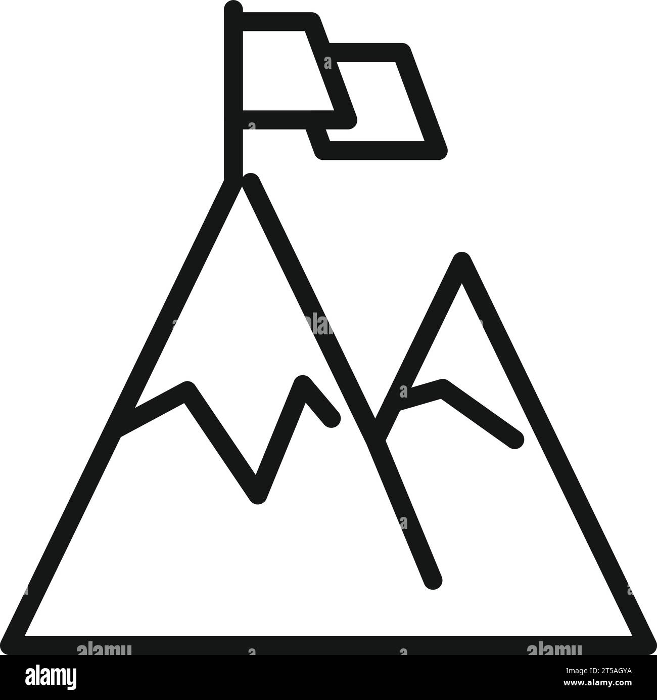 Success mountain target flag outline simple vector. People motivation ...