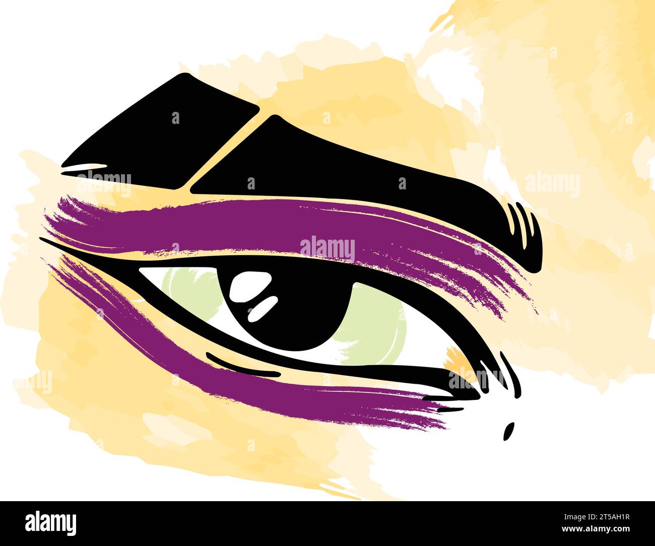 Human eye color drawing with brush strokes. Vector illustration for ...