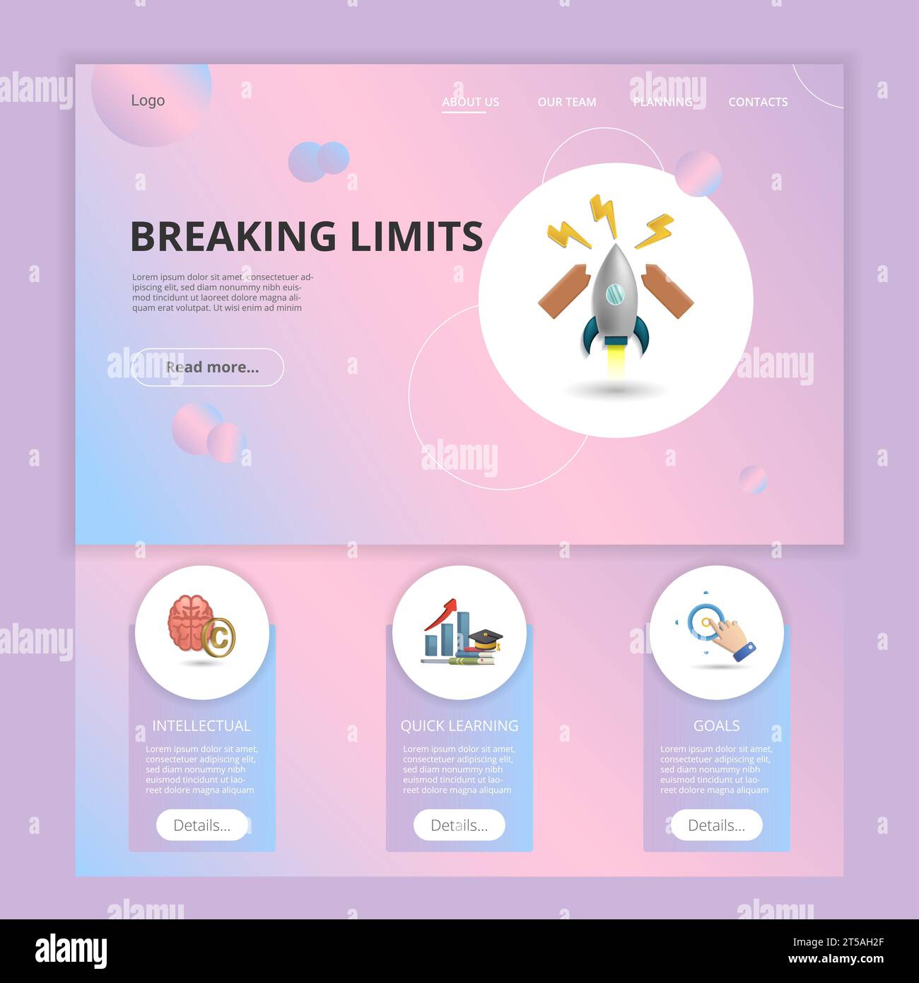 Breaking limits flat landing page website template. Intellectual, quick ...
