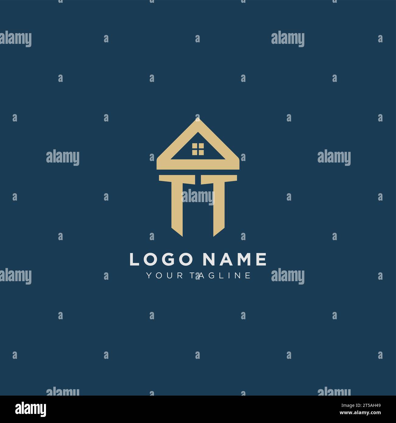 initial letter TT with simple house roof creative logo design for real ...