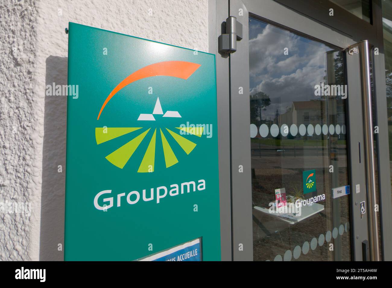 Bordeaux , France - 10 31 2023 : Groupama logo brand facade green and ...