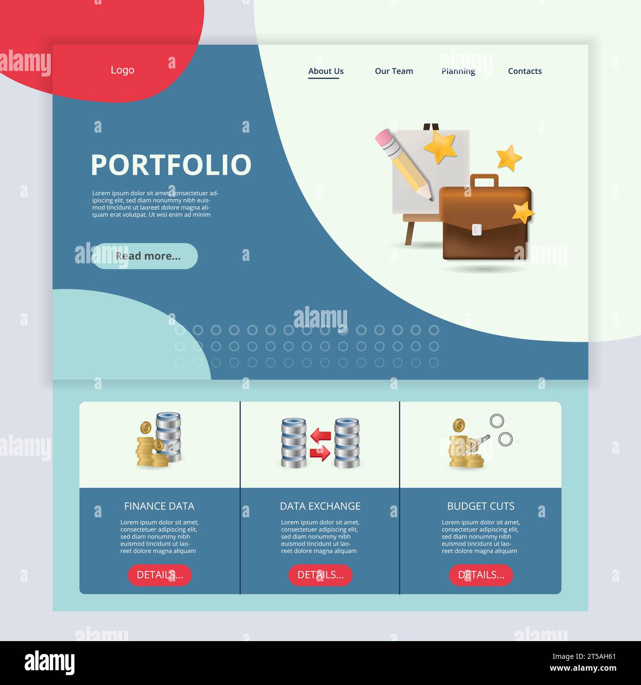 Portfolio flat landing page website template. Finance data, data ...
