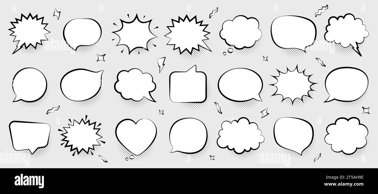 Comic speech bubbles vector. Thinking and speaking clouds. Retro ...