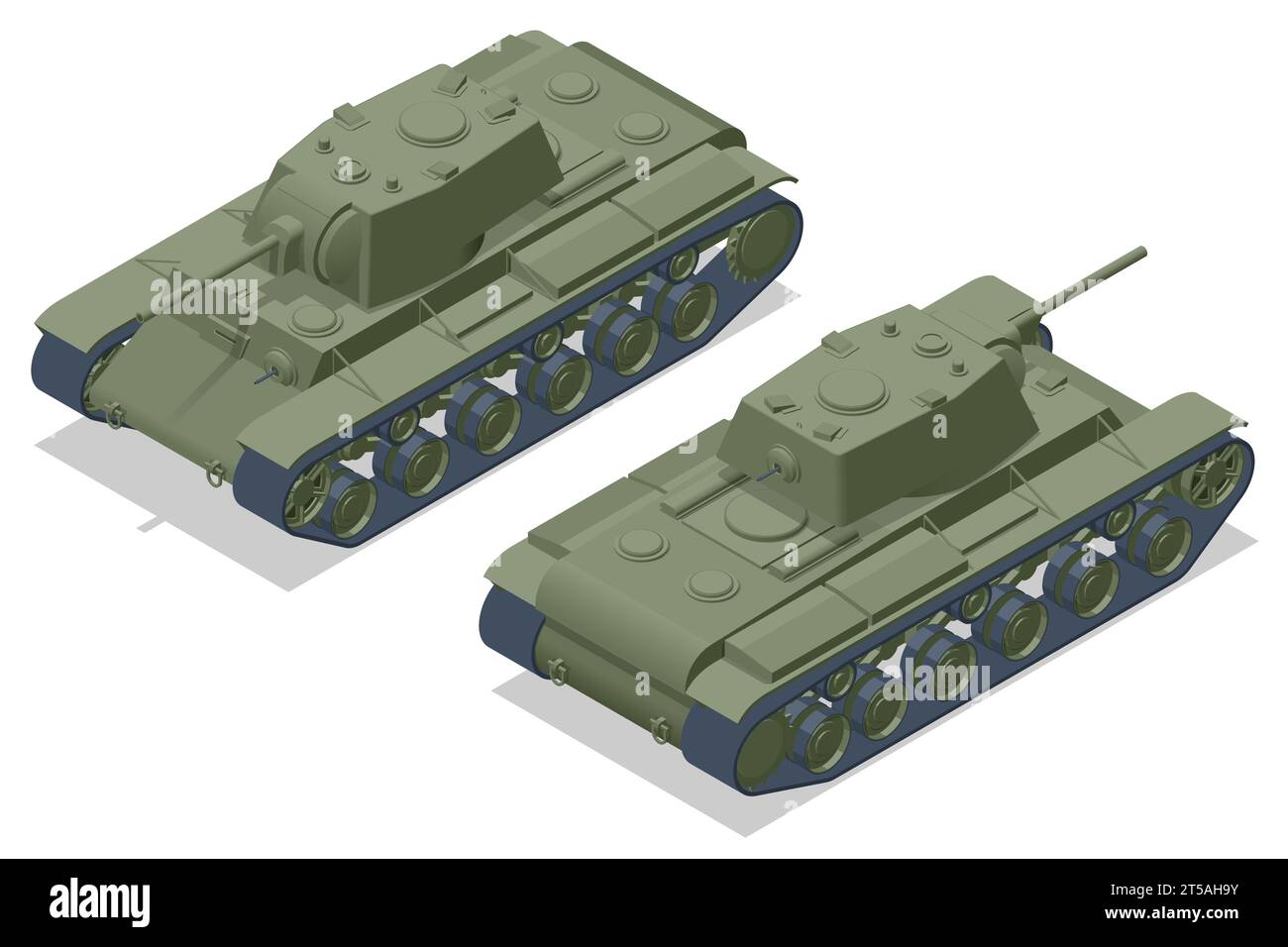 Isometric USSR Tank, Heavy tank KV-1. Armoured fighting vehicle ...