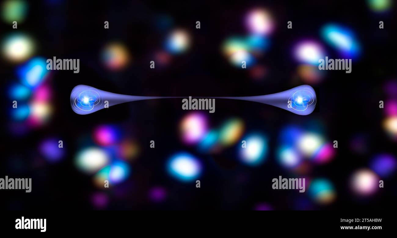 Quantum entanglement. Conceptual illustration of a pair of entangled ...