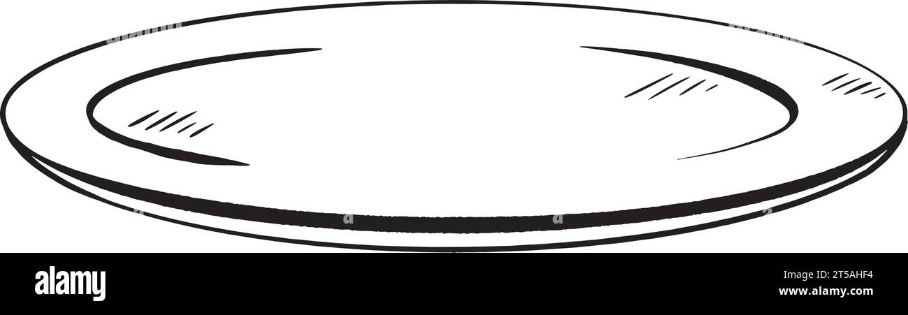 Hand-drawn vector sketch of an empty plate, a versatile piece of ...