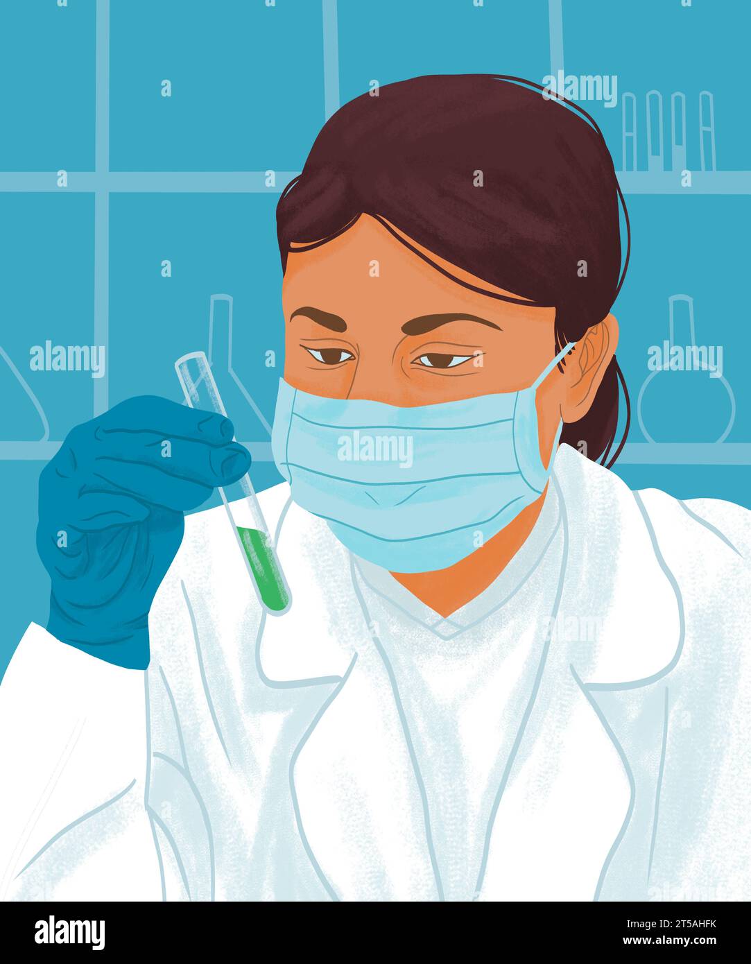 Chemist holding test tube, illustration Stock Photo - Alamy