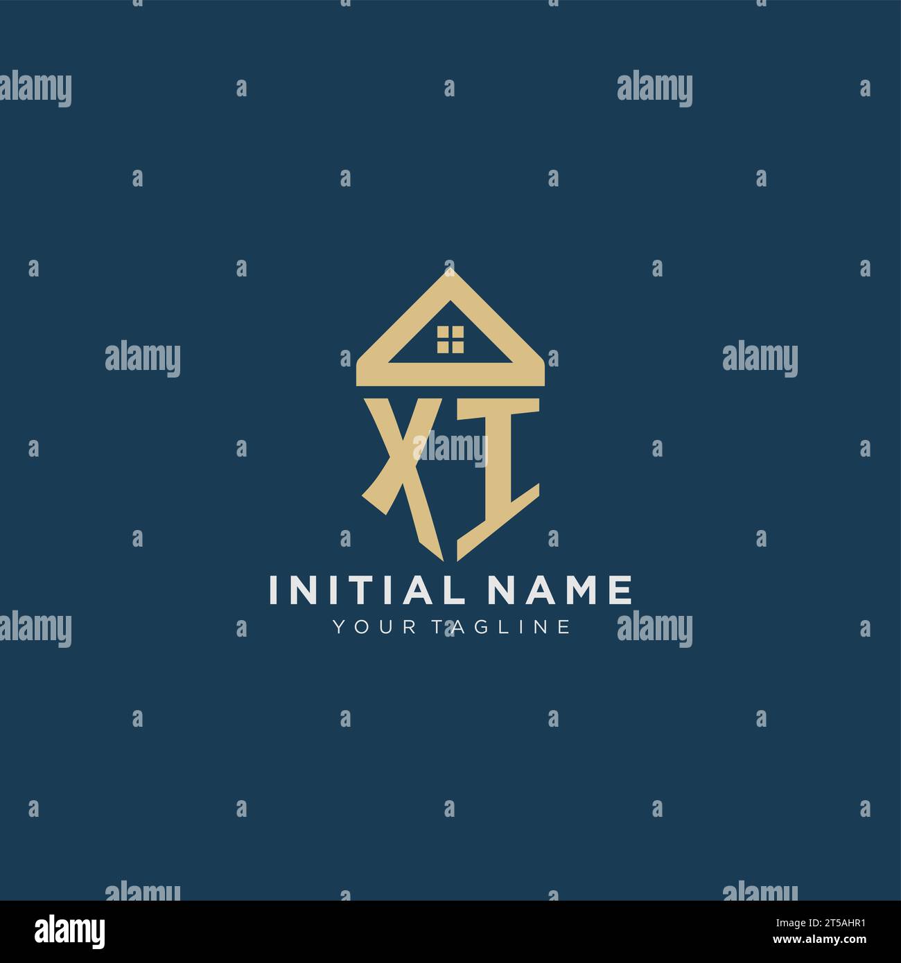 initial letter XI with simple house roof creative logo design for real ...