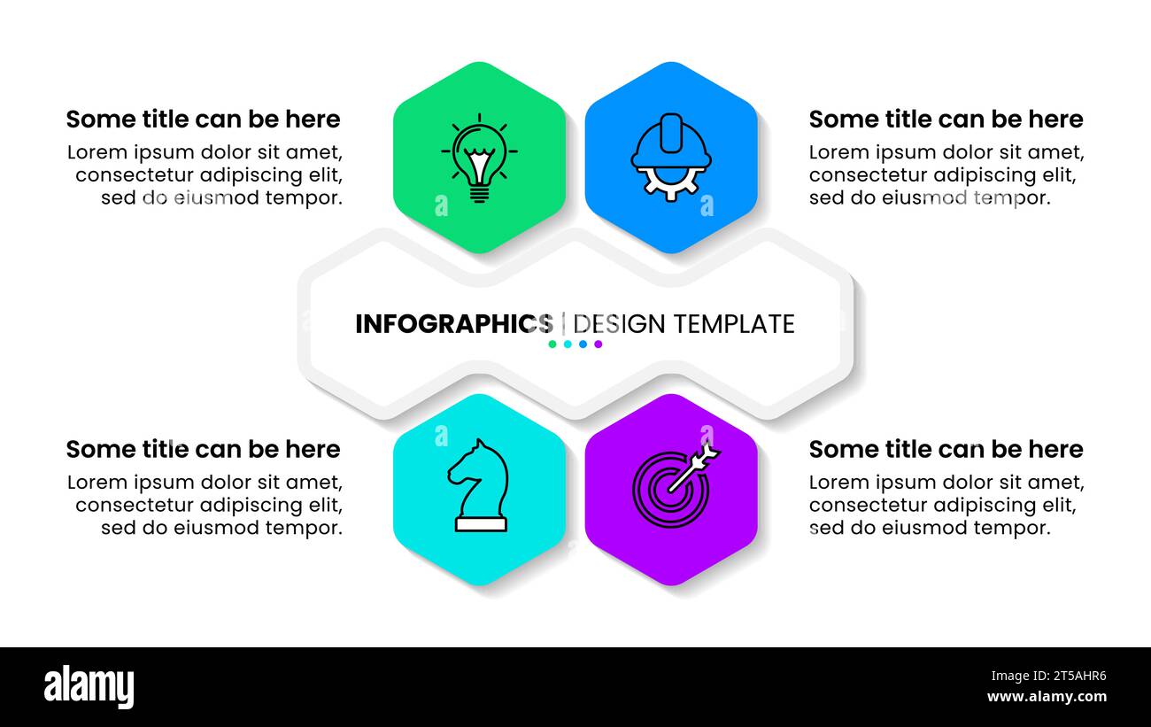 Infographic template with icons and 4 options or steps. Hexagon. Can be ...