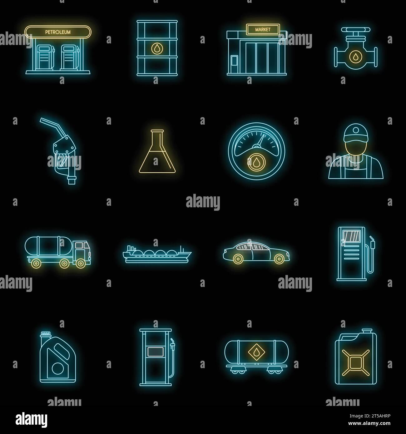 Petrol station gas fuel shop icons set. Outline illustration of 16 ...
