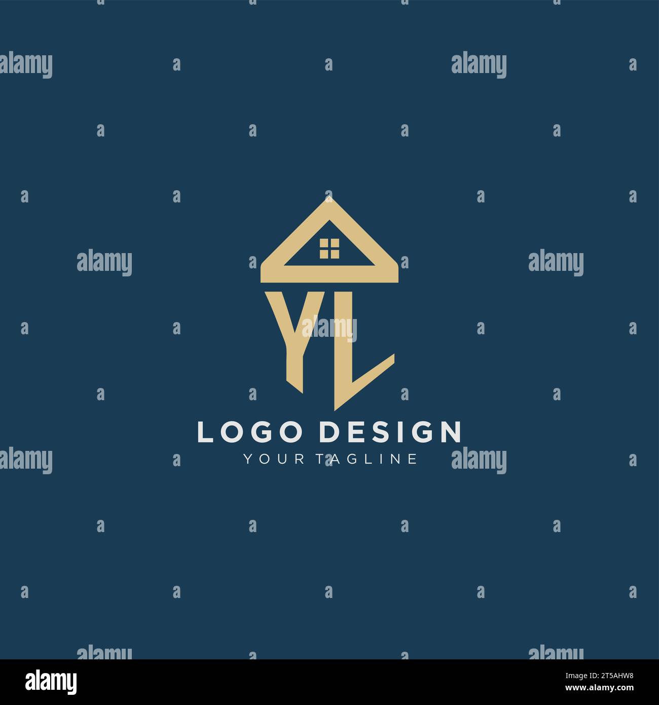 initial letter YL with simple house roof creative logo design for real ...