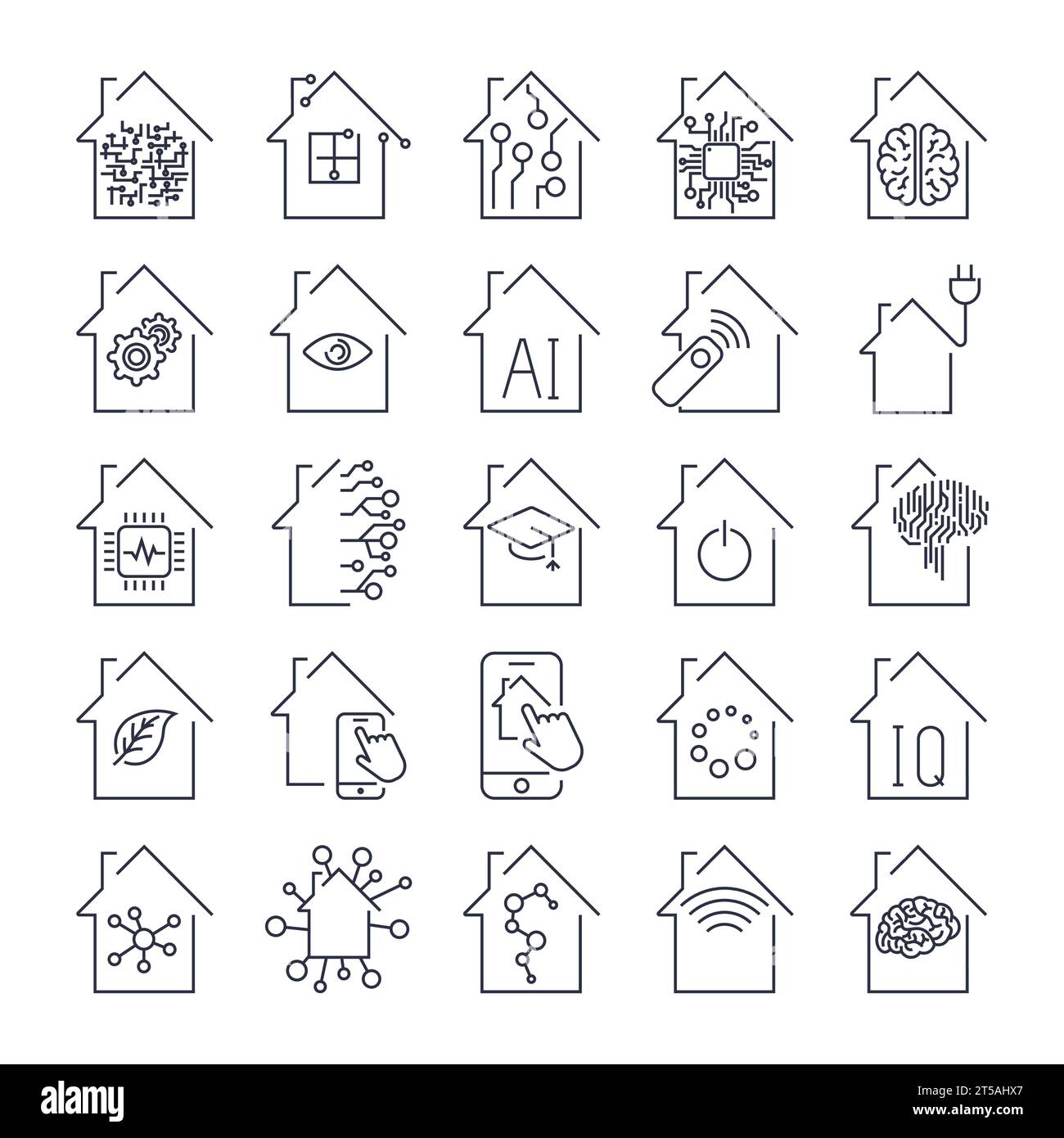 Simple set of smart house related line icons. Smart Home and Technology ...