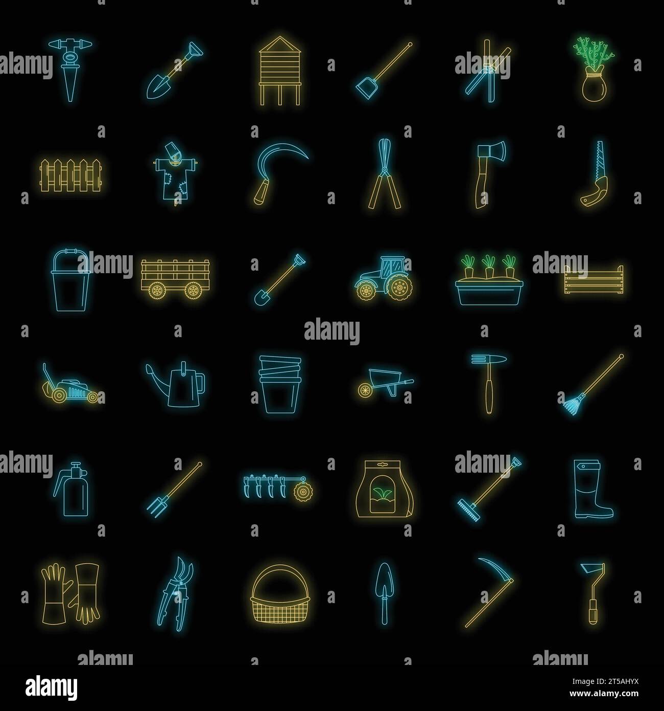 Farming equipment garden icons set. Outline illustration of 25 farming ...