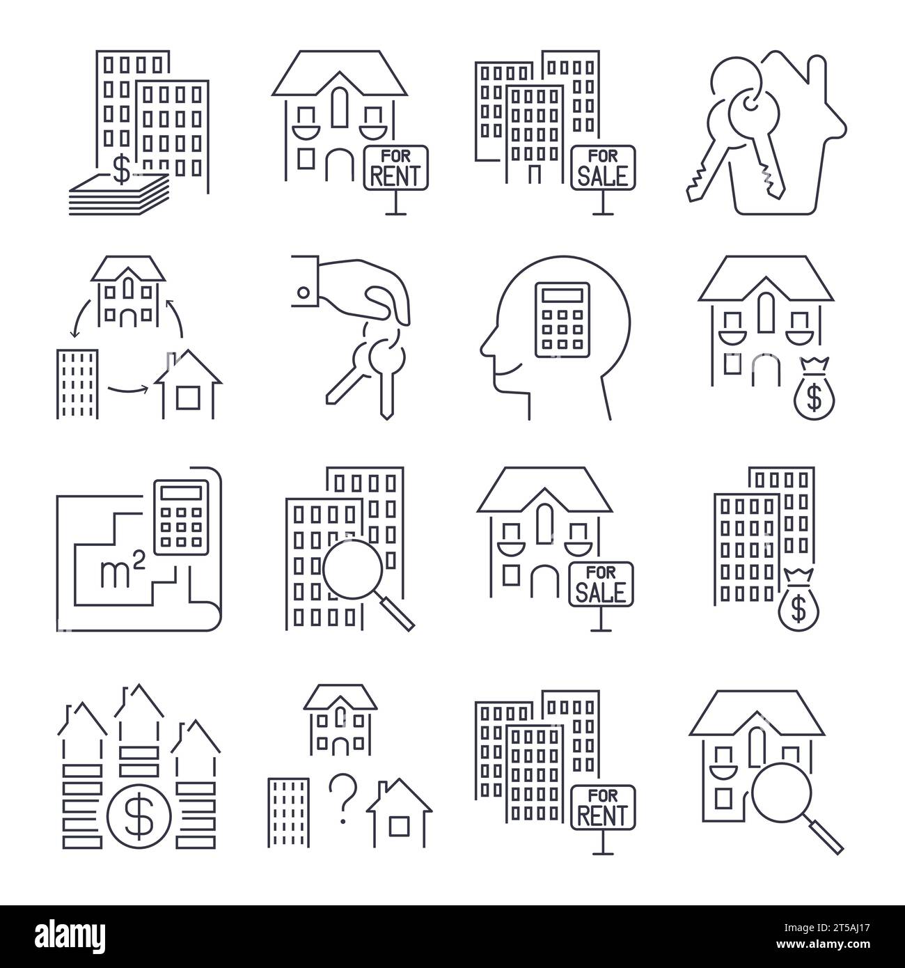 Realtor icons set outline hi-res stock photography and images - Alamy